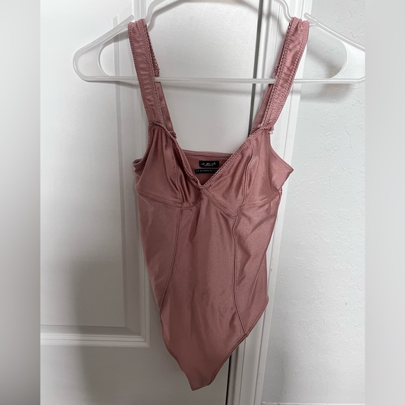 Urban Outfitters | Tops | Uo Pink Silk Thong Bodysuit | Poshmark